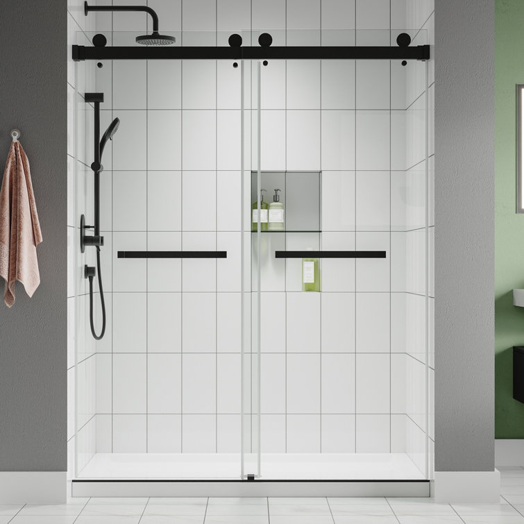 AZUPIN 56"- 60" W x 72" H Double Sliding Frameless Shower Door | Wayfair